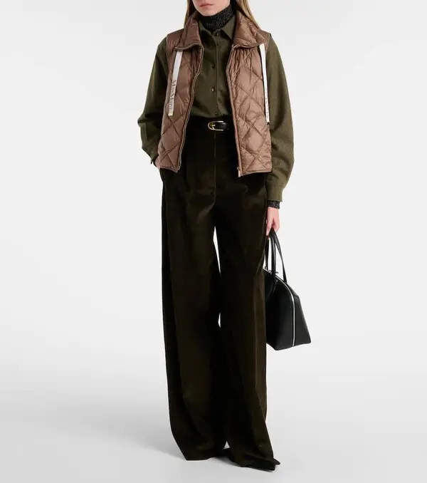 Max Mara Quilted Zip-up Vest - Brown