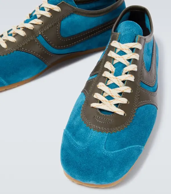 Dries Van Noten Leather-trimmed Suede Sneakers - Blue