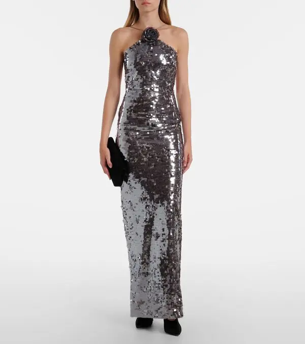 Magda Butrym Floral-applique Sequined Gown