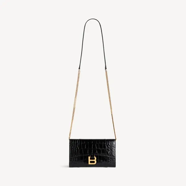 Balenciaga Hourglass Wallet On Chain - Black