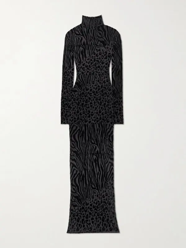 Alex Perry Devoré-velvet Turtleneck Gown