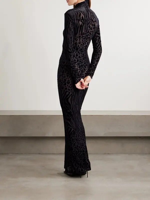 Alex Perry Devoré-velvet Turtleneck Gown