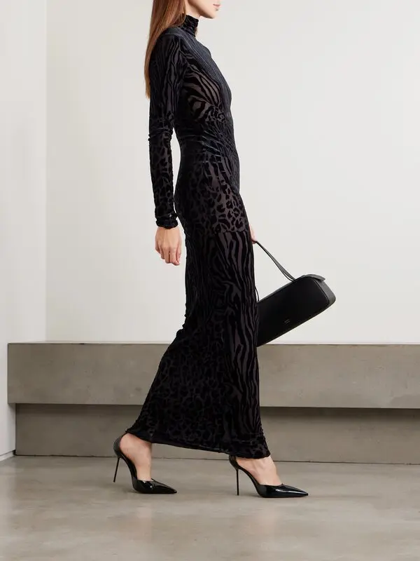 Alex Perry Devoré-velvet Turtleneck Gown