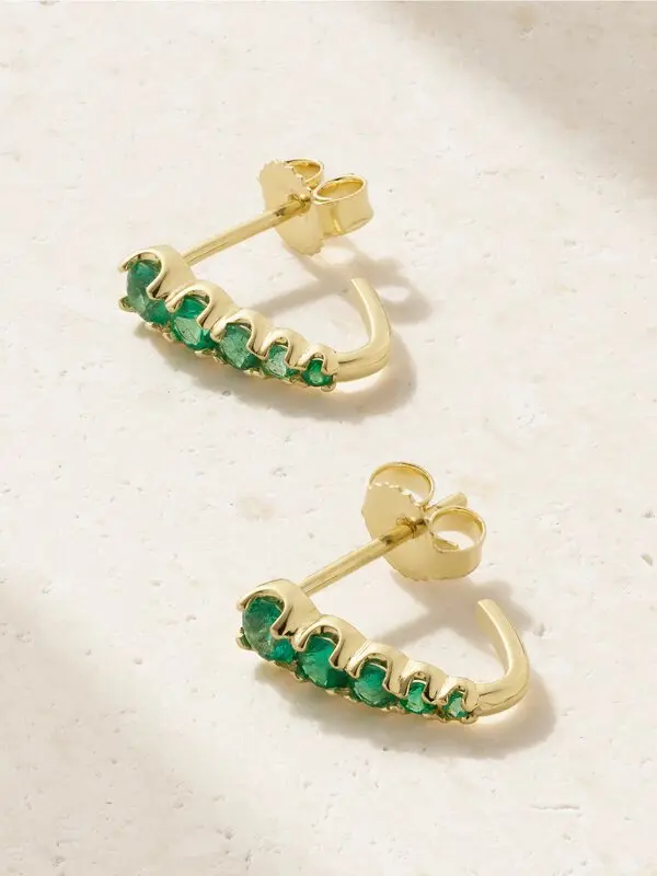 JENNIFER MEYER Edith 18-karat Gold Emerald Earrings - Green