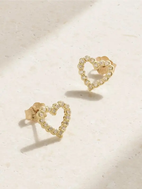 JENNIFER MEYER Open Heart Diamond Earrings - Gold