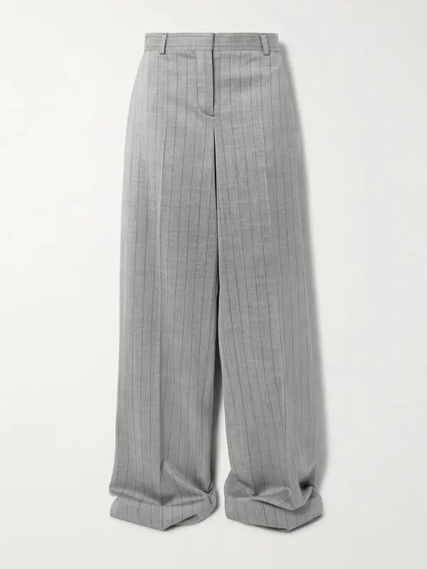 Stella McCartney Pinstriped Wool-blend Twill Wide-leg Pants