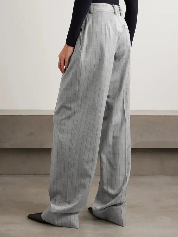 Stella McCartney Pinstriped Wool-blend Twill Wide-leg Pants