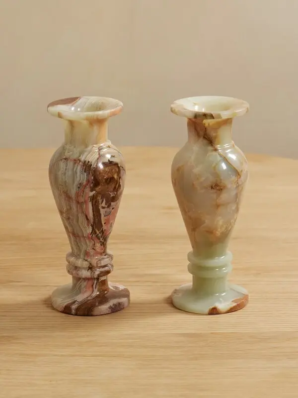 Jia Jia Set Of Two Onyx Vases - Green