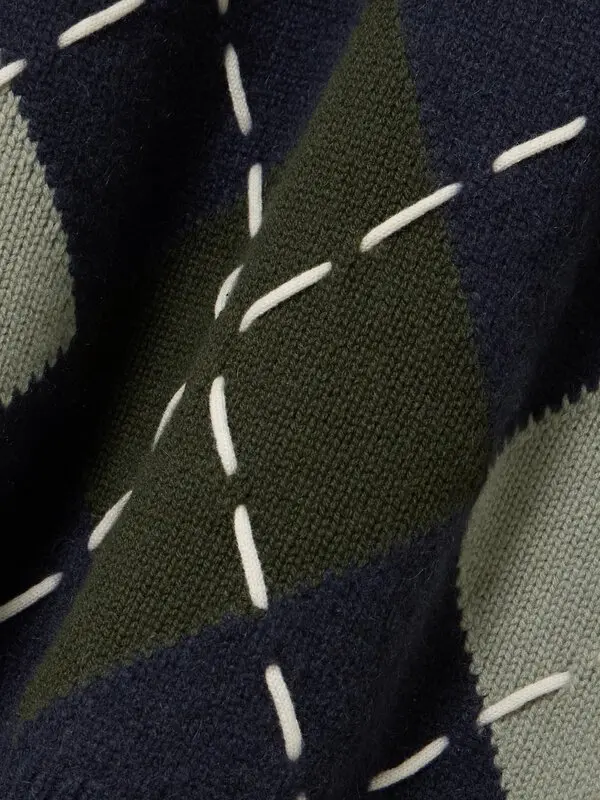 Arch4 Sloane Embroidered Argyle Cashmere Sweater - Gray