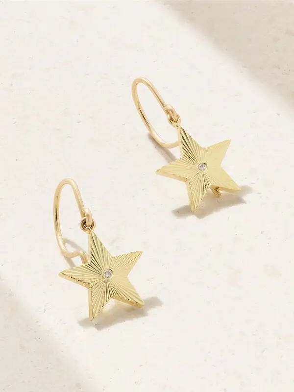 JENNIFER MEYER Mini 70s Star 18-karat Diamond Earrings - Gold