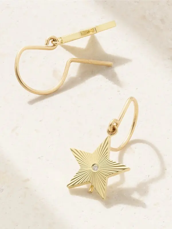 JENNIFER MEYER Mini 70s Star 18-karat Diamond Earrings