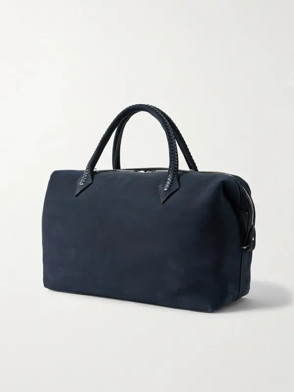 METIER Vérité City Braided Leather-trimmed Nubuck Tote - Blue