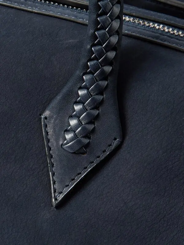 METIER Vérité City Braided Leather-trimmed Nubuck Tote - Blue