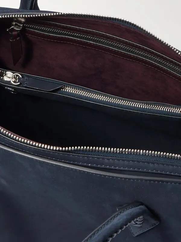 METIER Vérité City Braided Leather-trimmed Nubuck Tote - Blue