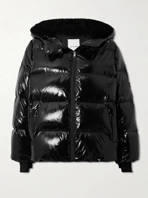 YVES SALOMON Shearling-trimmed Glossed-shell Down Ski Jacket