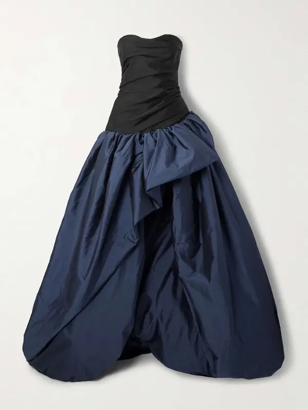 MARMAR HALIM Strapless Ruched Satin And Twill Gown