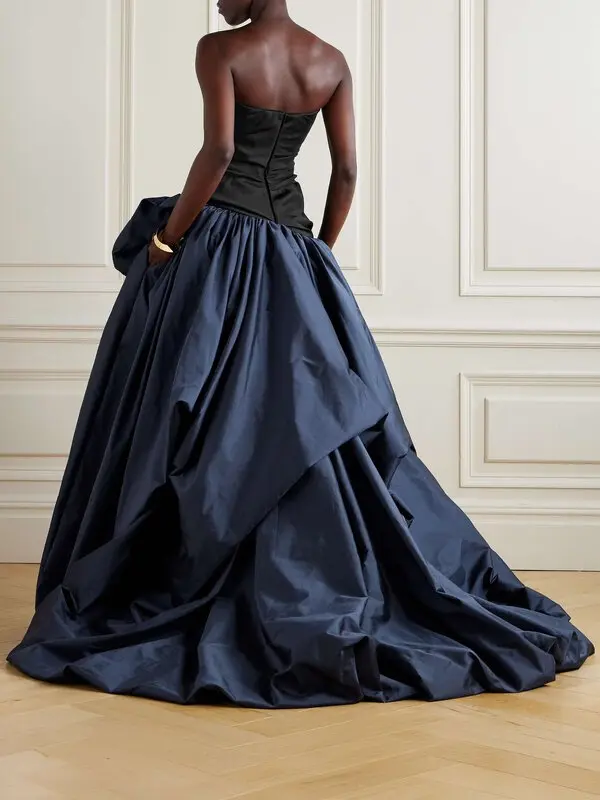 MARMAR HALIM Strapless Ruched Satin And Twill Gown