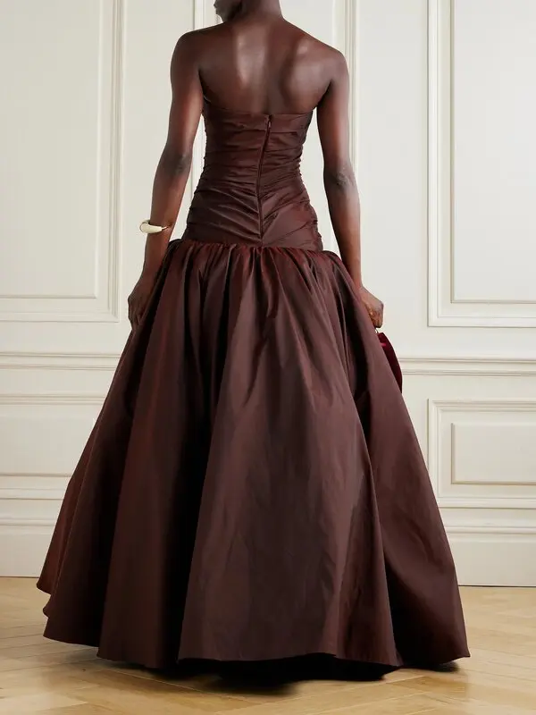 MARMAR HALIM Strapless Draped Taffeta Gown