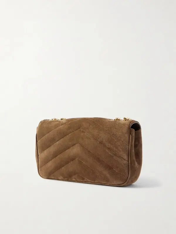 Saint Laurent Loulou Quilted Suede Shoulder Bag