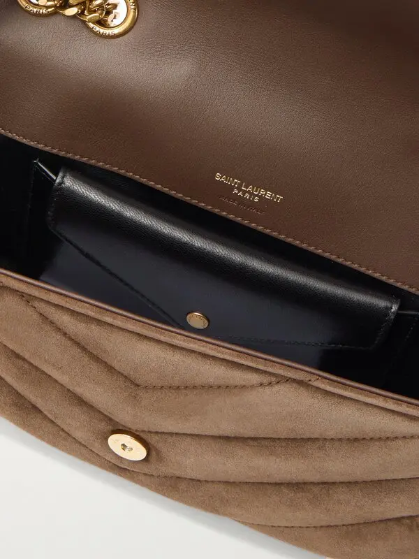 Saint Laurent Loulou Quilted Suede Shoulder Bag