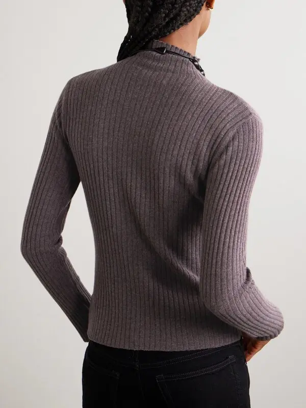 Arch4 Ariana Ribbed Turtleneck Cashmere Sweater - Brown