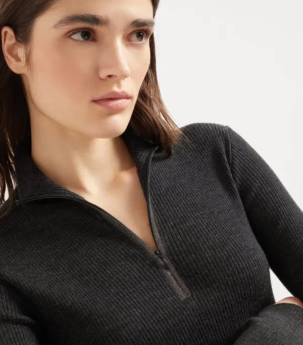 Brunello Cucinelli Virgin Wool-cashmere Half-zip Sweater - Black