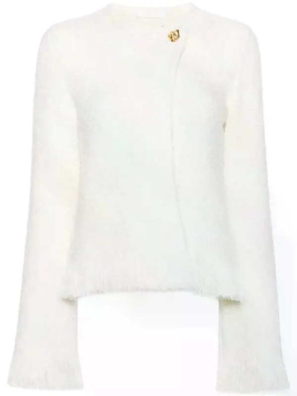Chloé Frayed-detail Bouclé Tweed Jacket - Neutrals