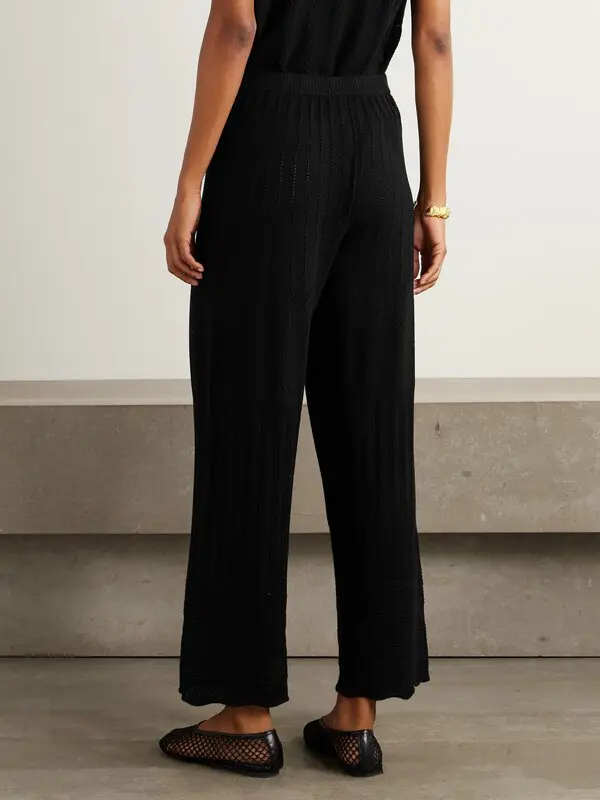 ERES Pointelle-knit Wool And Cashmere-blend Wide-leg Pants