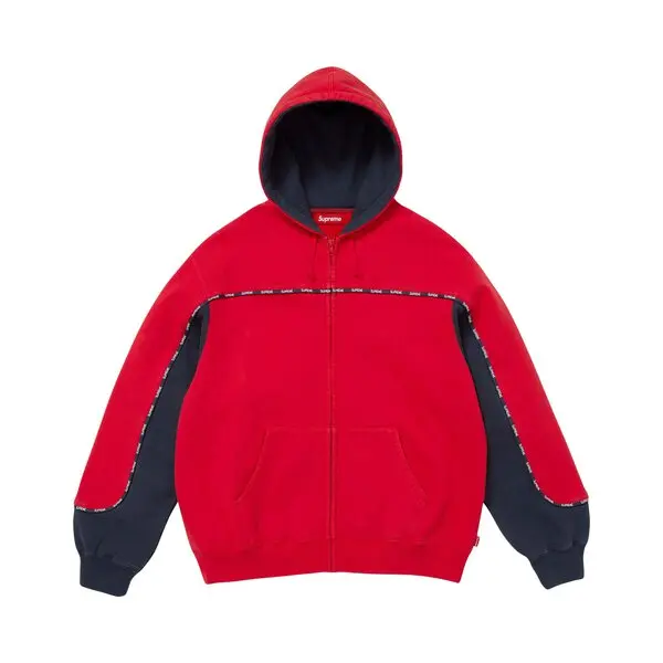 Supreme Piping Zip Up Hooded Sweatshirt - Red
