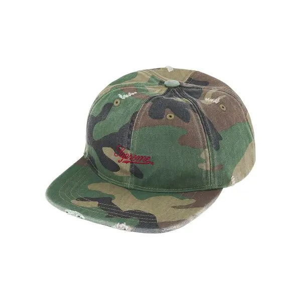 Supreme Distressed Script 6-panel Hat