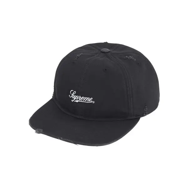 Supreme Distressed Script 6-panel Cap