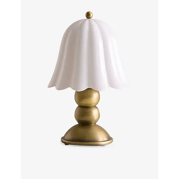 SOHO HOME Baylee Portable Brass Lamp - White