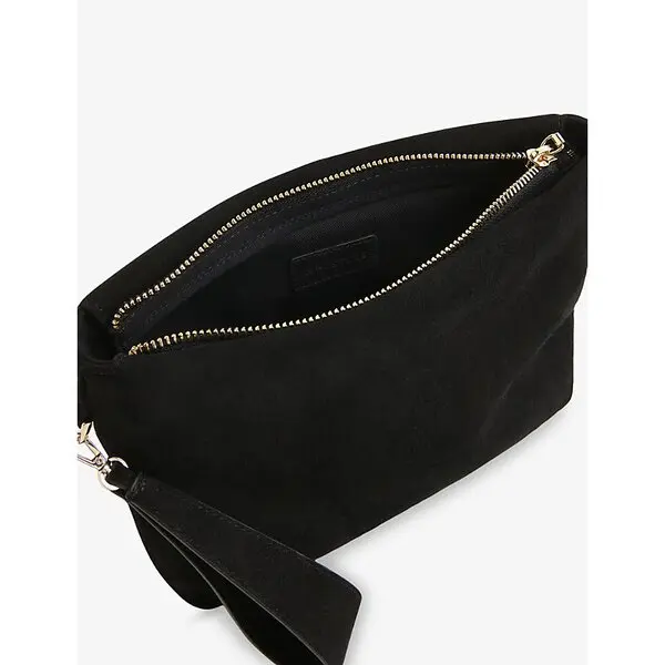 Whistles Avah Zip-up Suede Clutch - Black