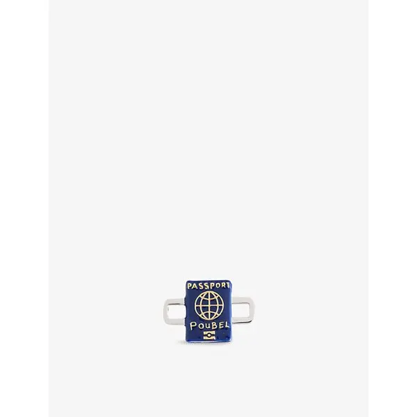 POUBEL 925 Sterling Silver And Enamel Passport Charm - Blue