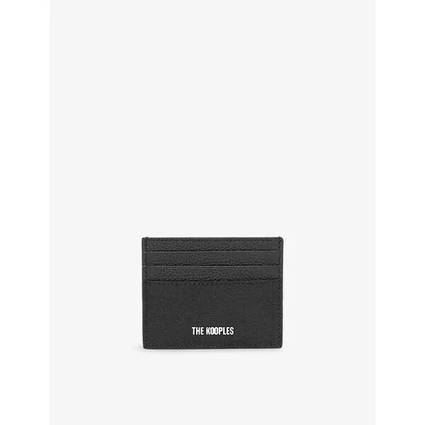 The Kooples Branded Leather And Canvas Card Holder - Black