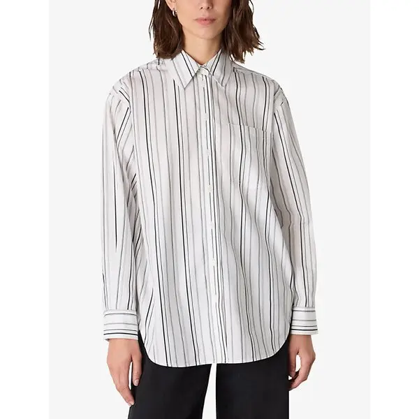 Whistles Mixed Stripe Oversized Cotton Shirt - Multi-coloured