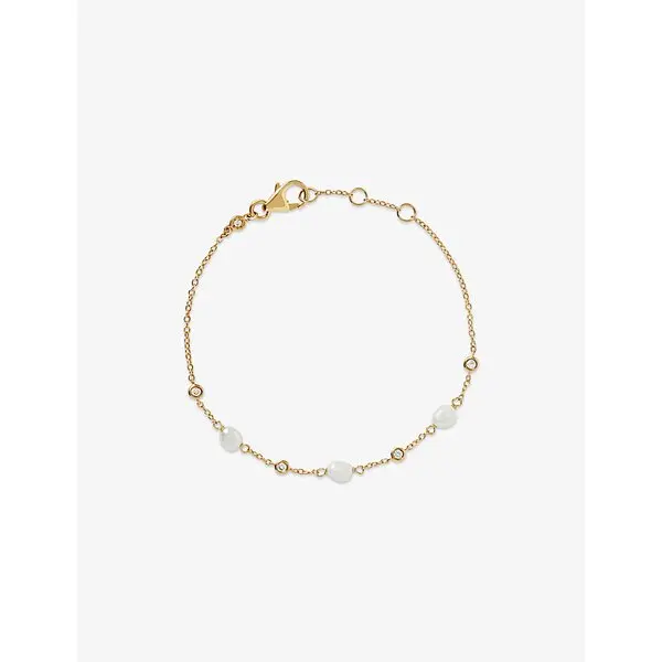 Astley Clarke Pearls Freshwater Pearl And White Sapphire Station Bracelet - Yellow Gold Vermeil
