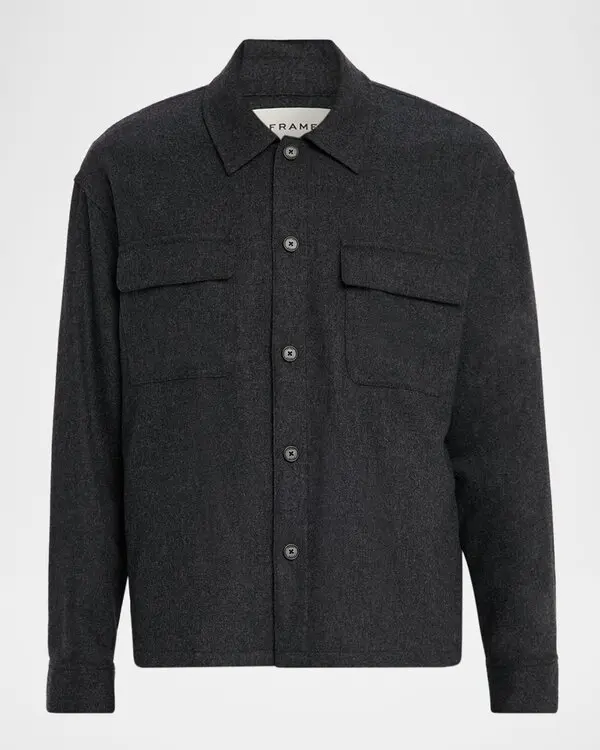 FRAME Wool-blend Two-pocket Overshirt - Gray