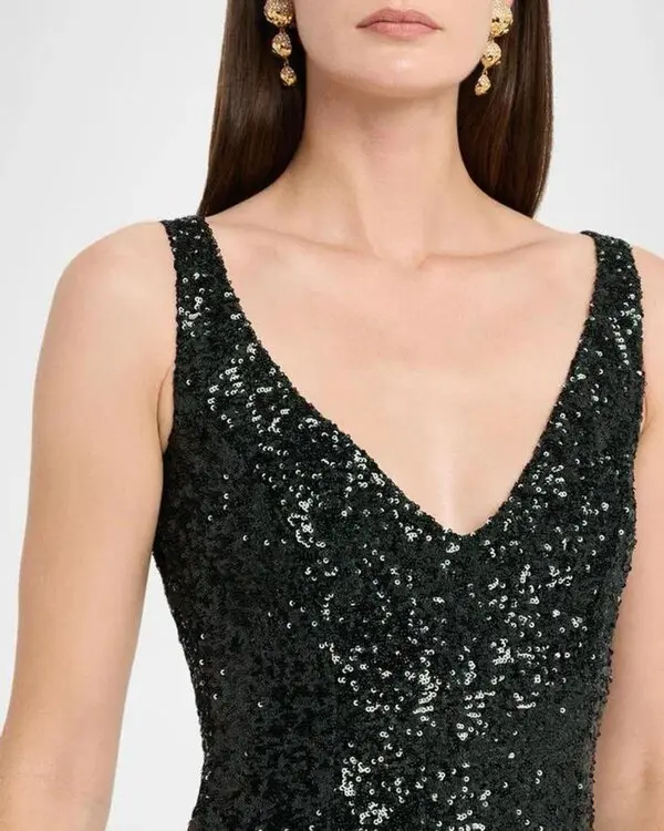 Michael Kors Portrait-neck Sleeveless Sequined Dress