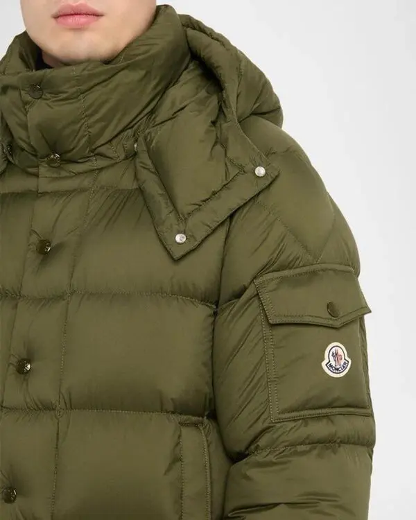 Moncler Maya Hooded Down Puffer Jacket - Olive