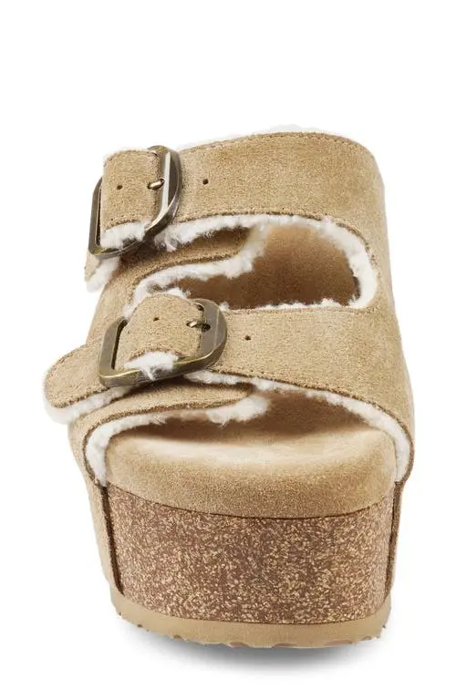 ZIGI Faux Shearling Platform Sandal - Sand Suede