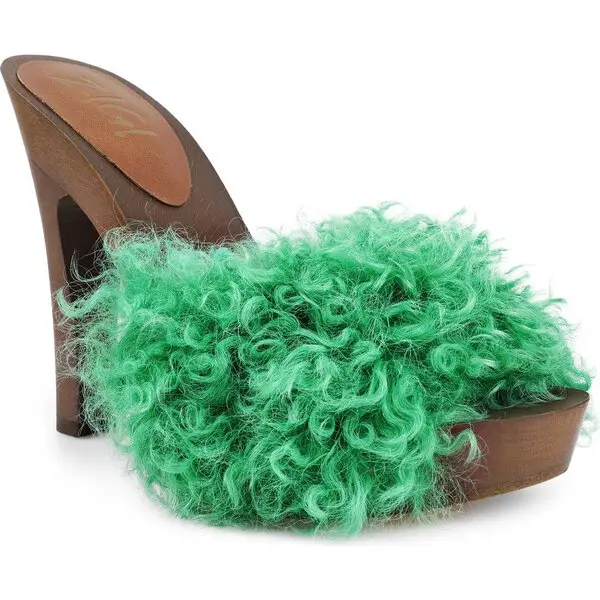 ZIGI Genuine Shearling Platform Sandal - Green Fur