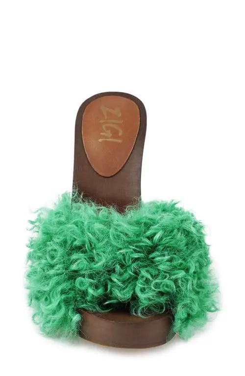 ZIGI Genuine Shearling Platform Sandal - Green Fur