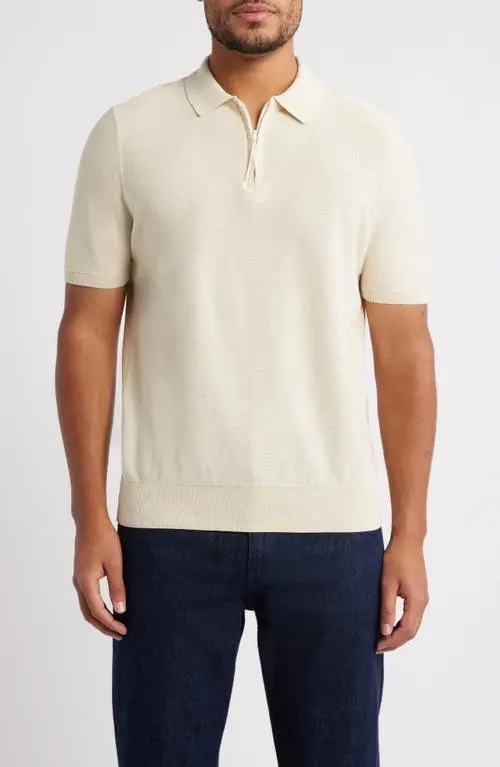 BOSS Imartino Piqué Zip Polo - Open White