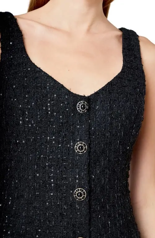 Endless Rose Sequin Tweed Minidress - Black