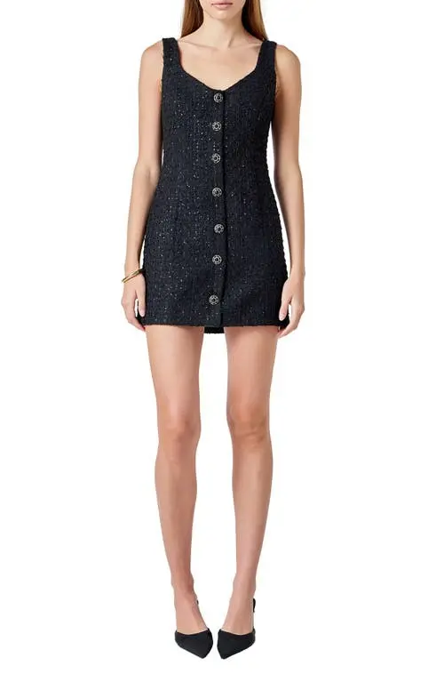 Endless Rose Sequin Tweed Minidress - Black