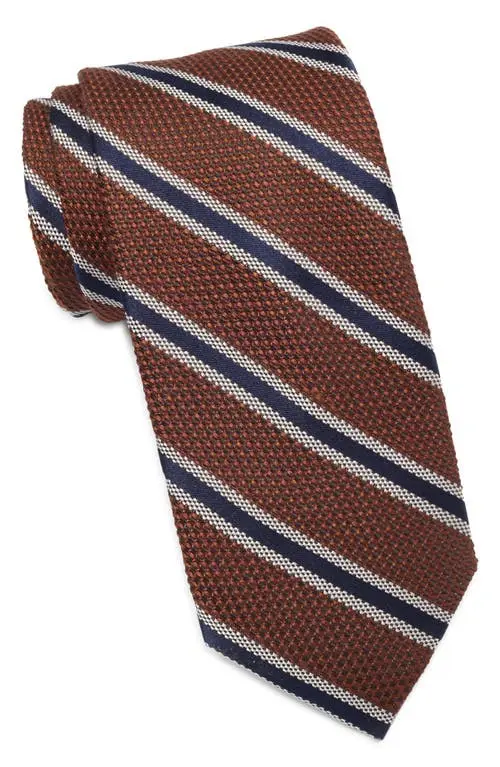 Nordstrom Talman Stripe Silk Neck Tie - Cognac