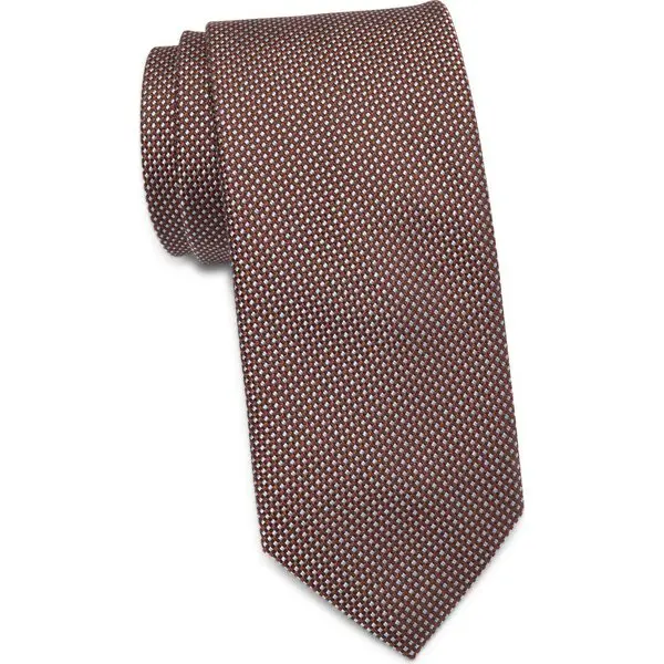Nordstrom Crandon Micro Jacquard Organic Cotton & Cashmere Neck Tie - Cognac