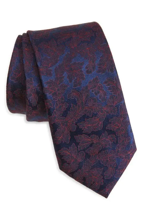 Nordstrom Botanical Silk Neck Tie - Burgundy