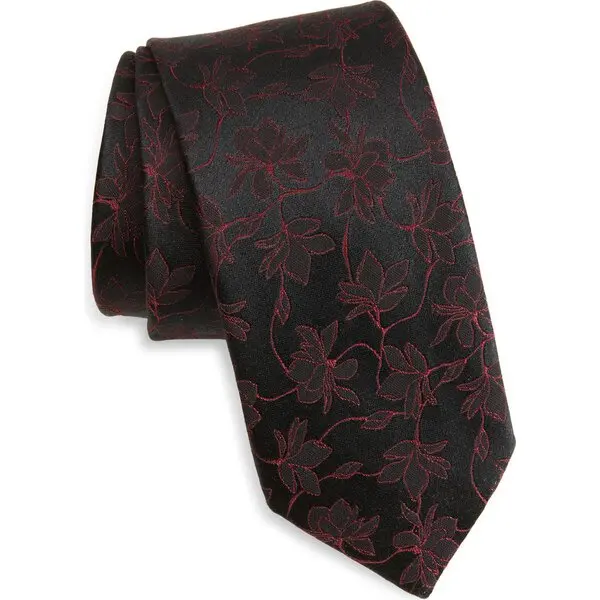 Nordstrom Hunten Floral Silk Neck Tie - Burgundy